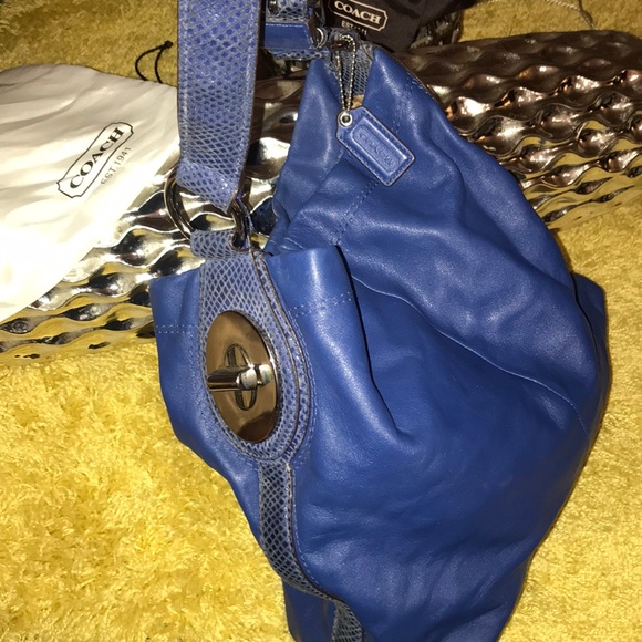 Coach | Bags | Coach Blue Leather Shoulder Bag | Poshmark